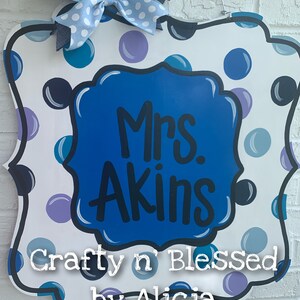 Personalized Polka Dot Plaque Teacher Door Hanger - Etsy