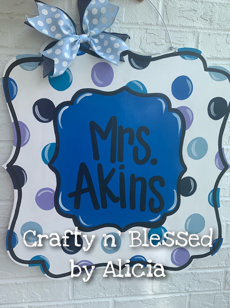 Personalized Polka Dot Plaque Teacher Door Hanger - Etsy