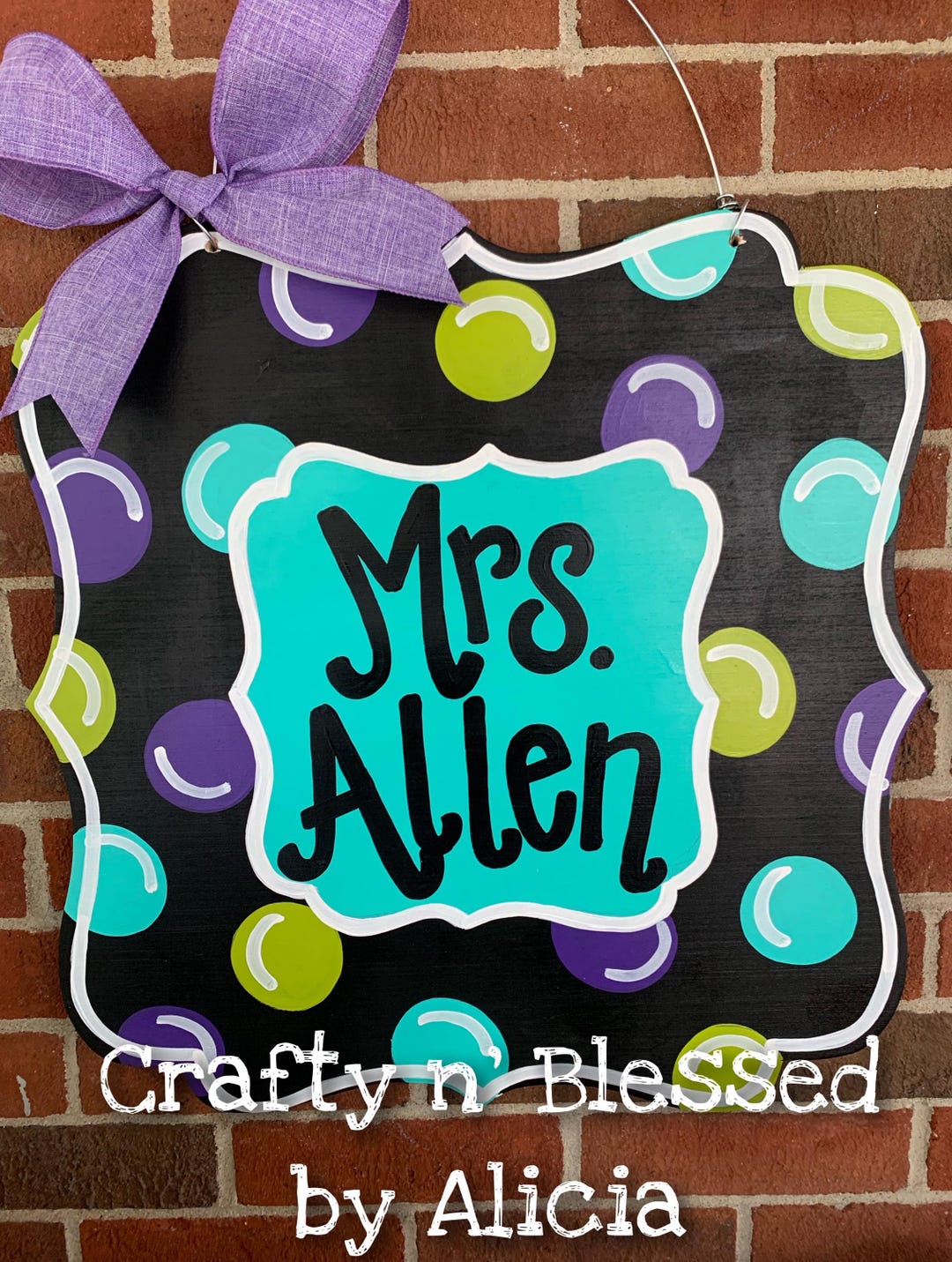 Personalized Large Polka Dot Teacher Door Hanger Made to Order - Etsy