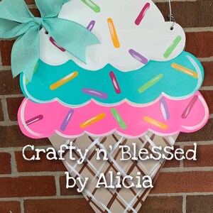 Personalized Colorful Ice Cream Door Hanger Made to Order - Etsy