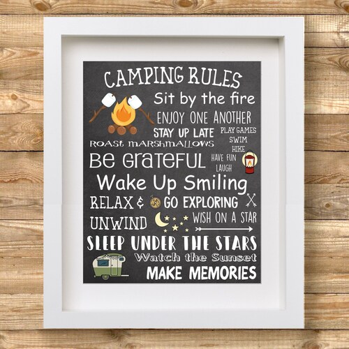 Camp Rules Sign Camping Rules Printable Camping Decor Tent - Etsy