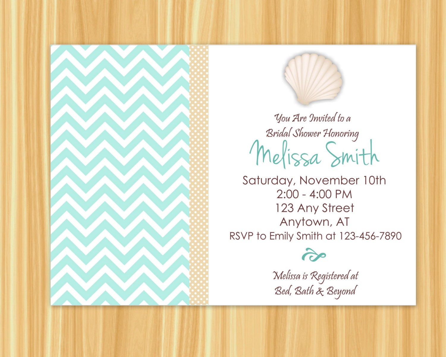 Seashell Invitation Seashell Bridal Shower Invitation | Etsy