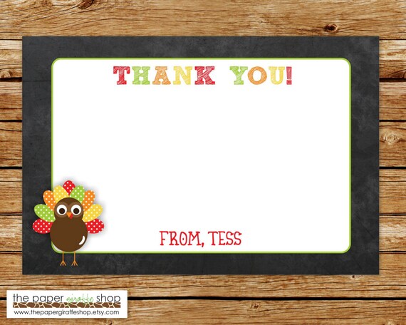 Turkey Thank You Card LIttle Turkey Thank You Our Little | Etsy