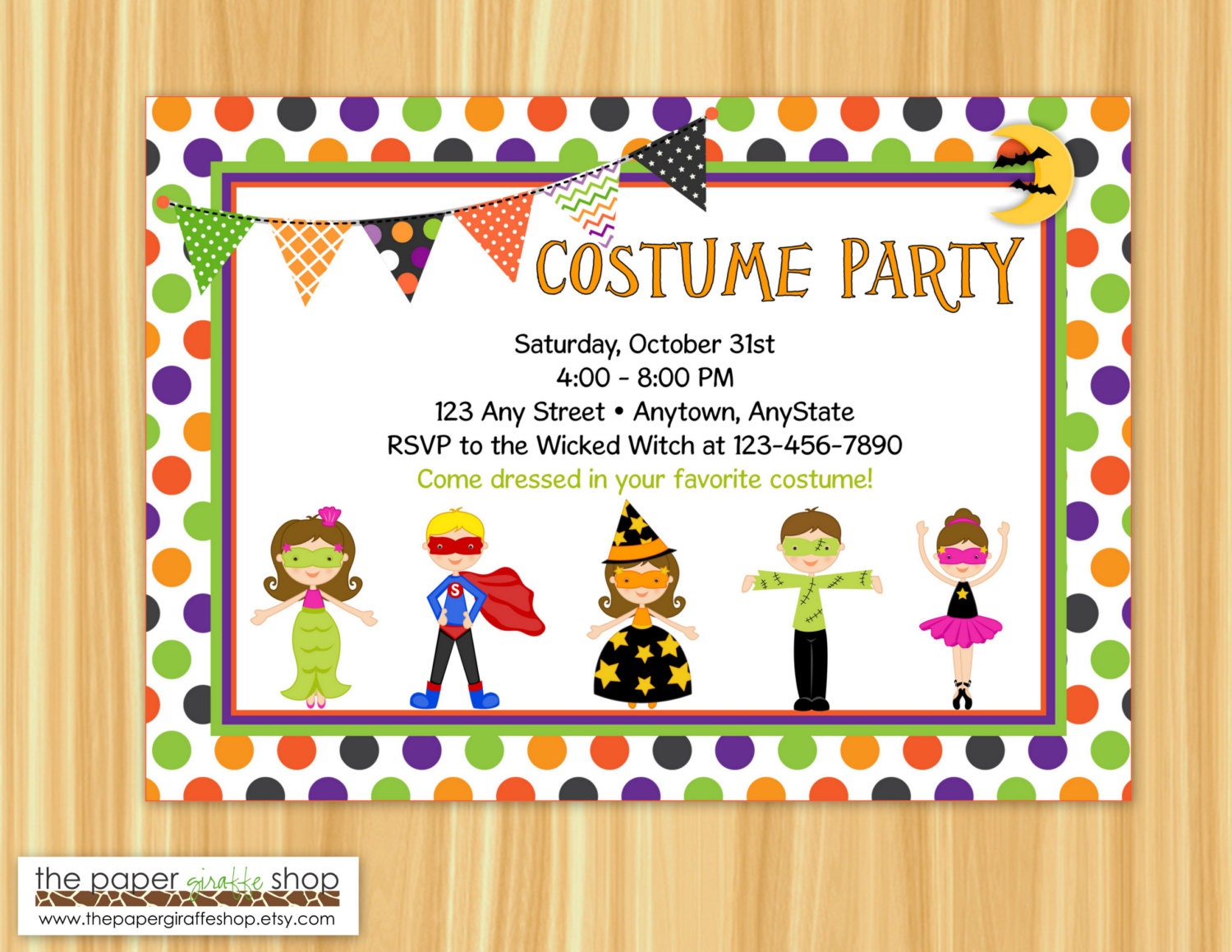 Kids Costume Party Invitation Halloween Costume Party | Etsy