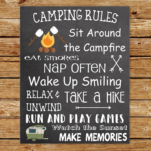 Camp Rules Sign Camping Rules Printable Camping Decor RV - Etsy