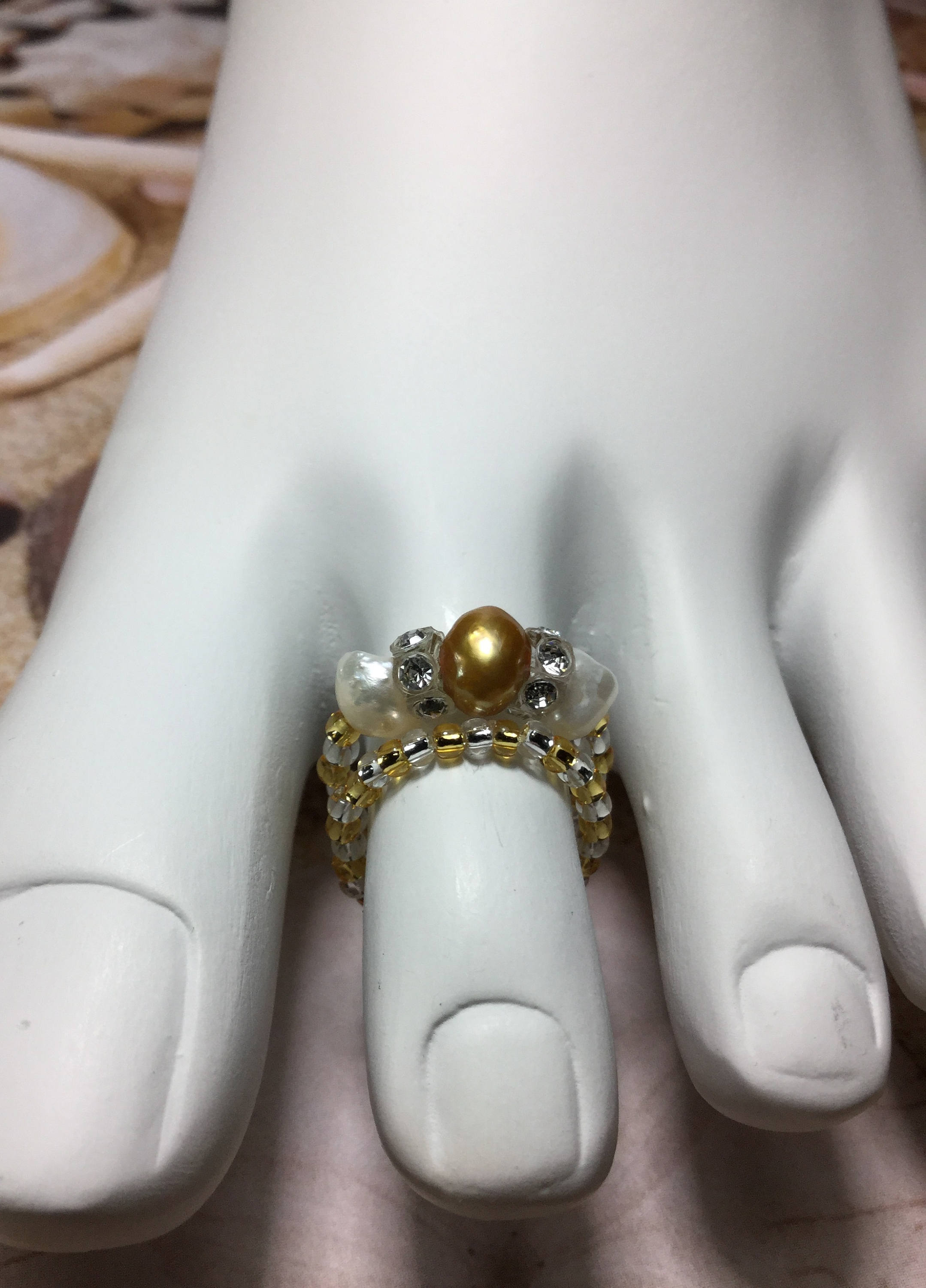 Spirituality - Stretch Toe Rings/swarovski Crystal Toe Rings/pearl ...