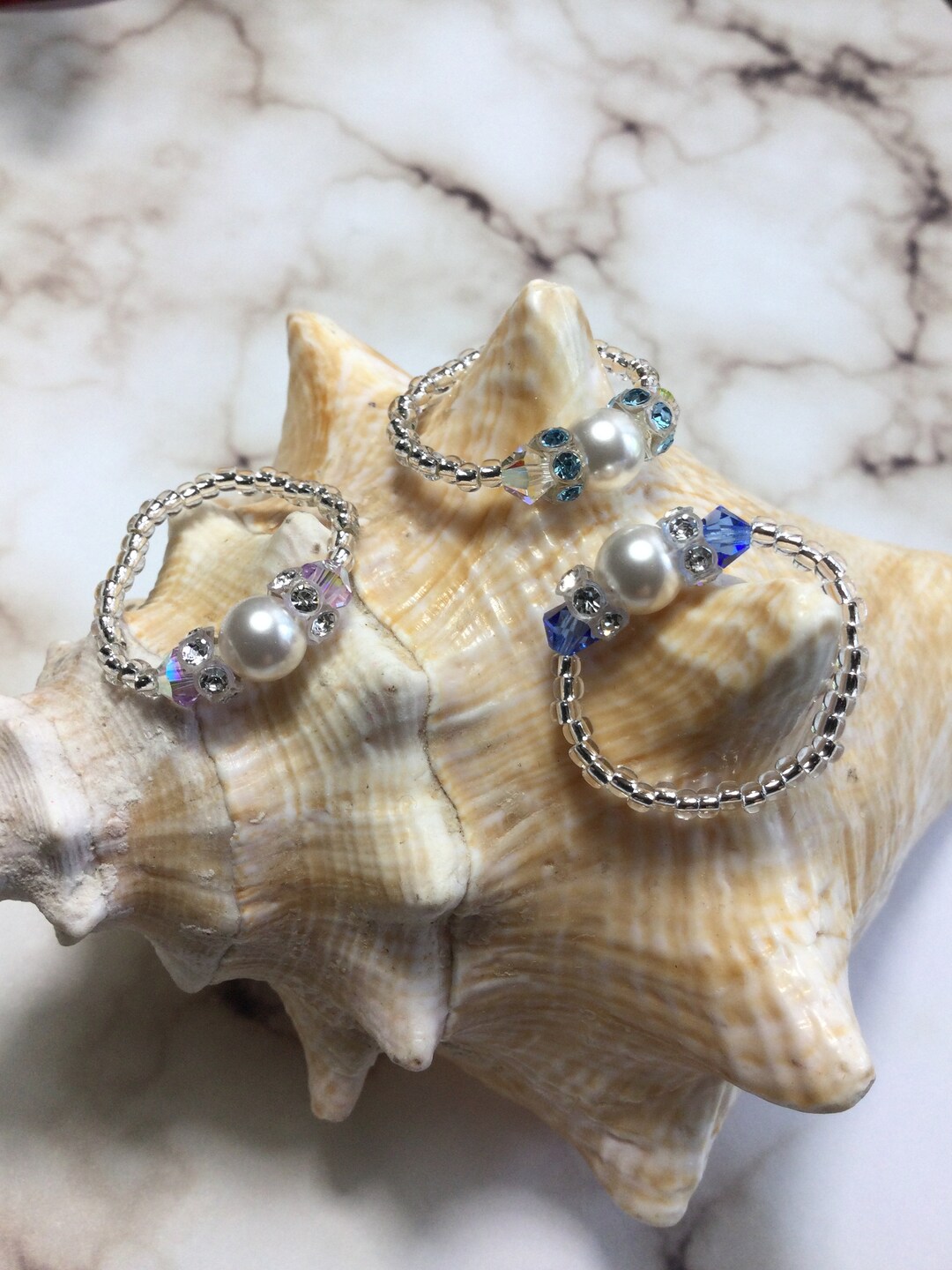 Spiritual - Swarovski Pearl Toe Rings/swarovski Crystal Pearl Rings ...