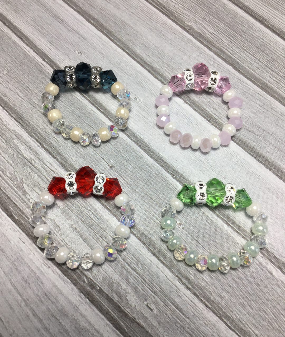 Swarovski Crystal Stretch Rings/green Crystal Stretch Rings/red Crystal ...