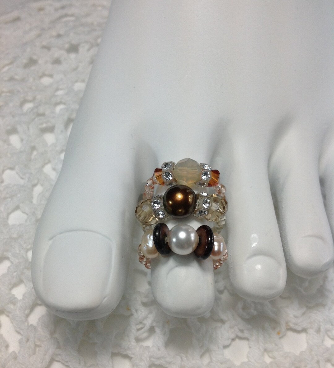 Faith, Love - Swarovski Crystal Stretch Toe Rings/pearl Stretch Toe ...