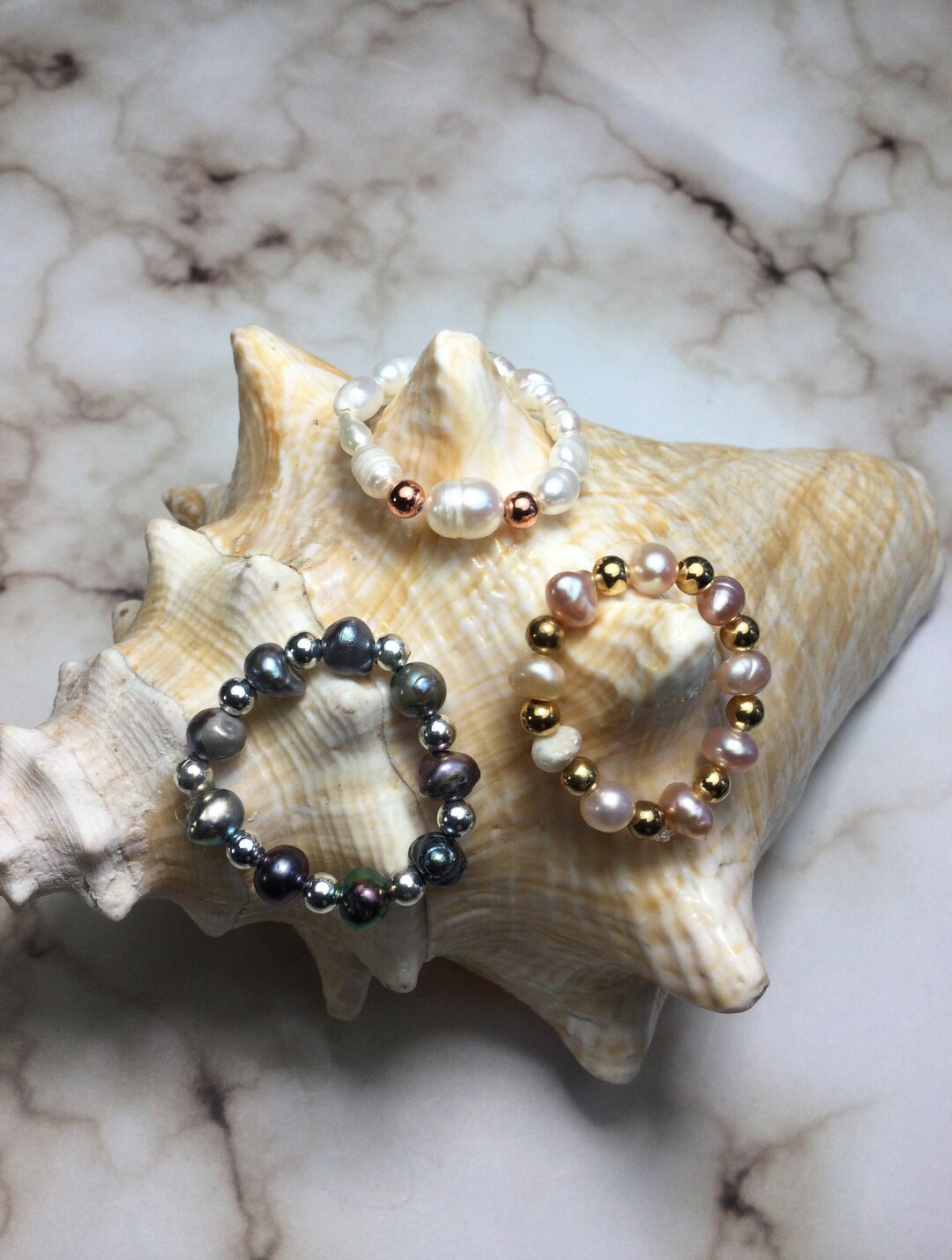 Pearl Stretch Rings/freshwater Pearl Rings/arthritis Stretch Rings ...