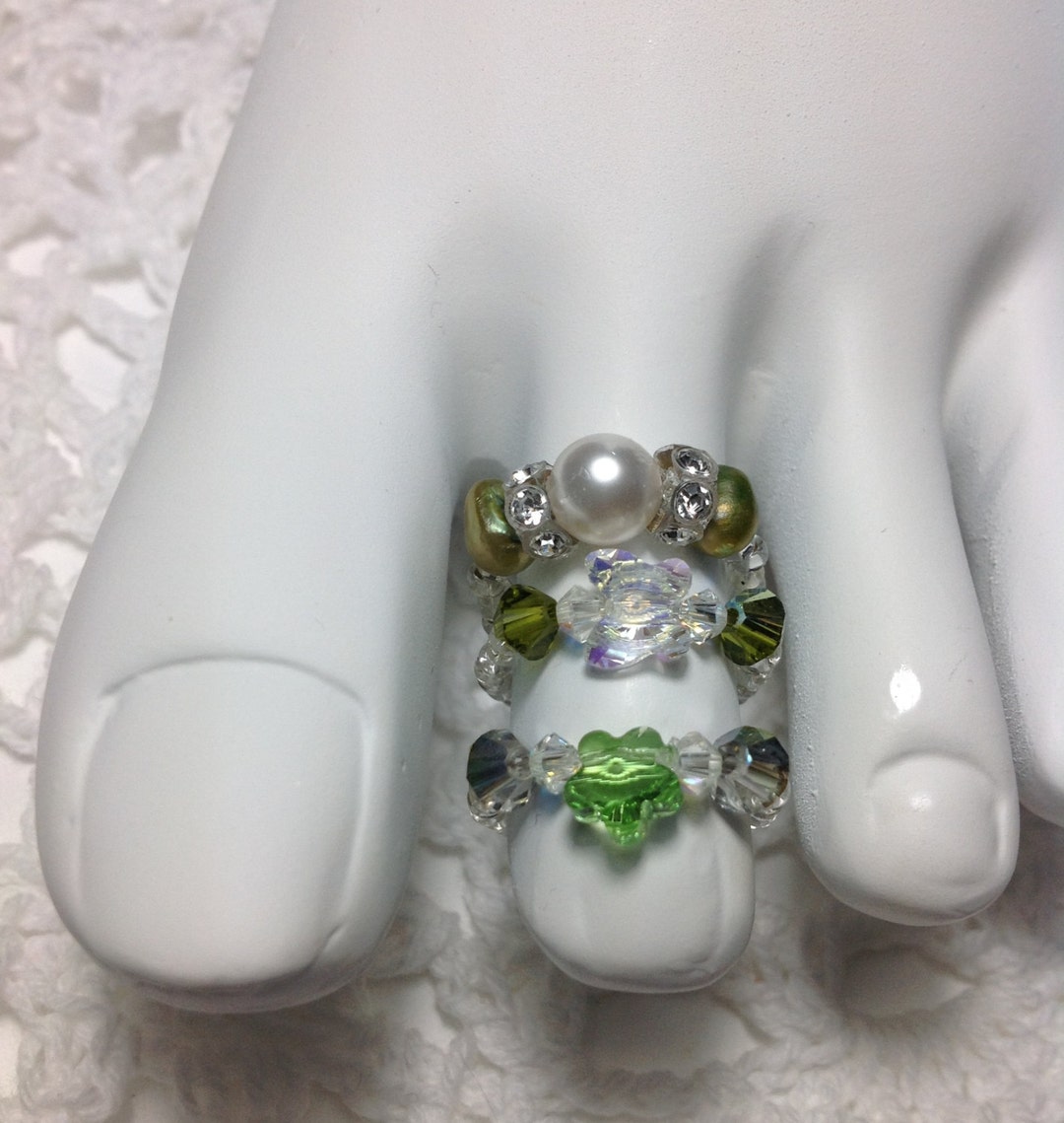 Love - Crystal Stretch Toe Rings/stretch Toe Rings/swarovski Crystal ...