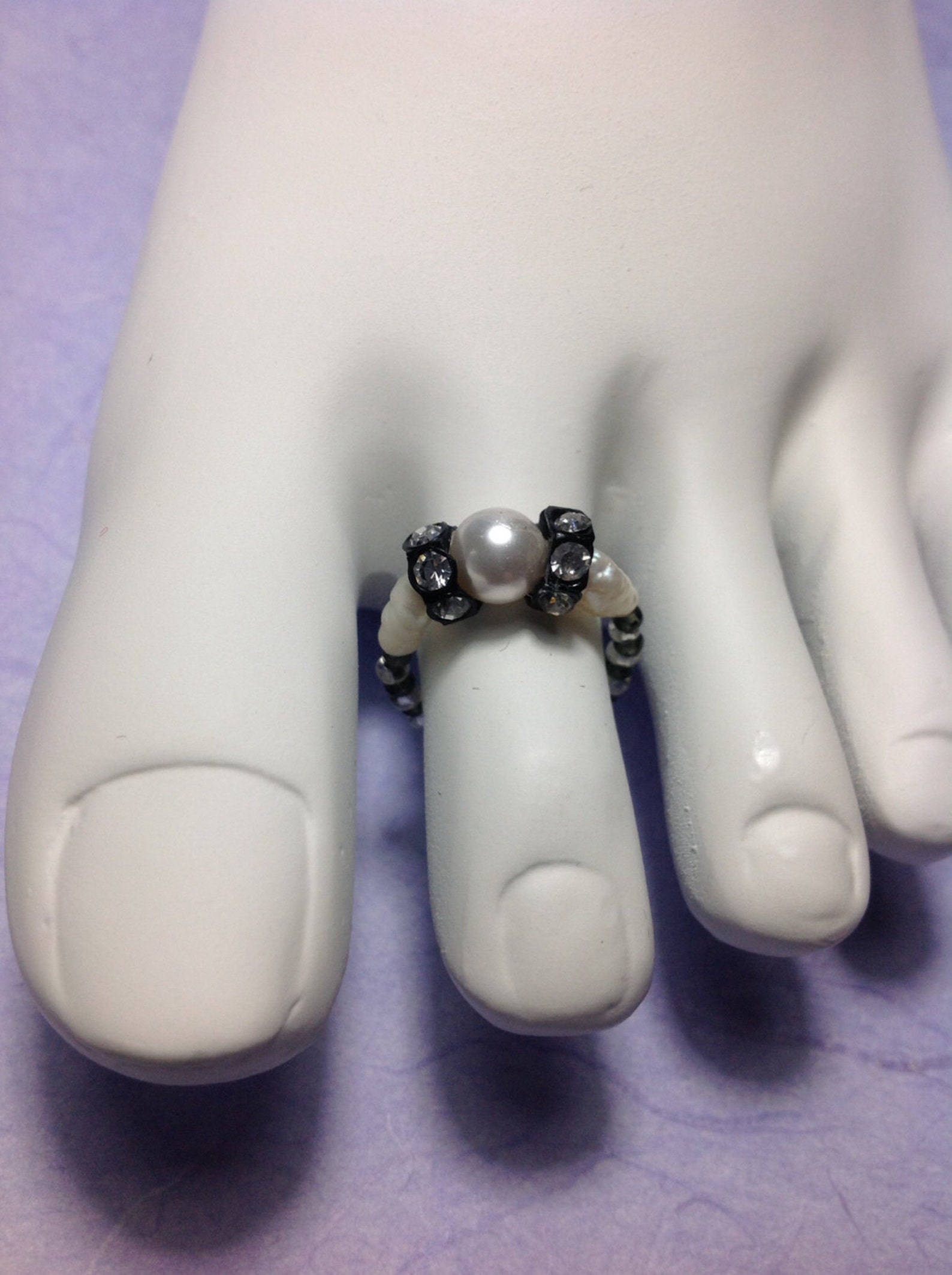 Faith - Mala Stretch Rings/pearl Stretch Toe Rings/stone Stretch Toe ...