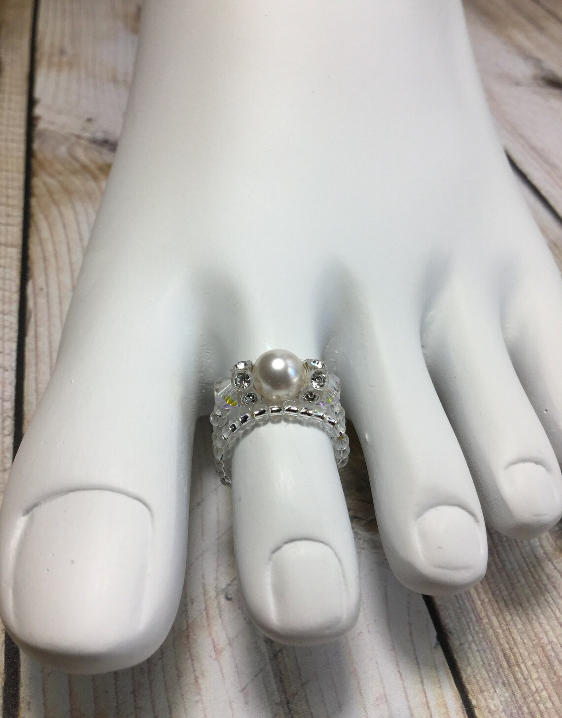 Connection Stretch Pearl Ring/stretch Pearl Toe - Etsy