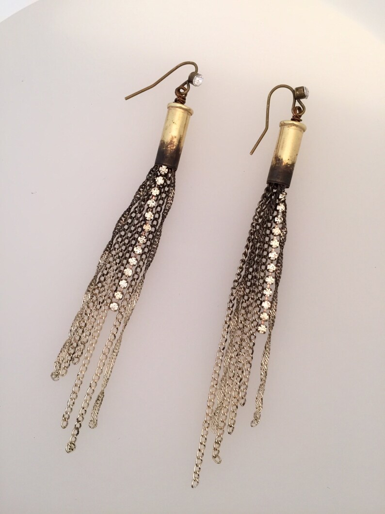 Rocker Chic Bling 22 Caliber Bullet Ombre Chain Earrings With ...