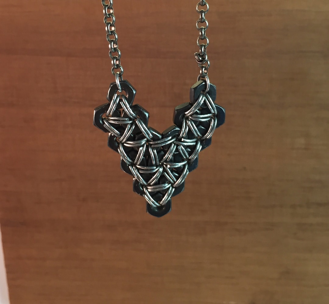 Rocker Chic "cold Black Heart" Hex Nut Heart Necklace - Etsy