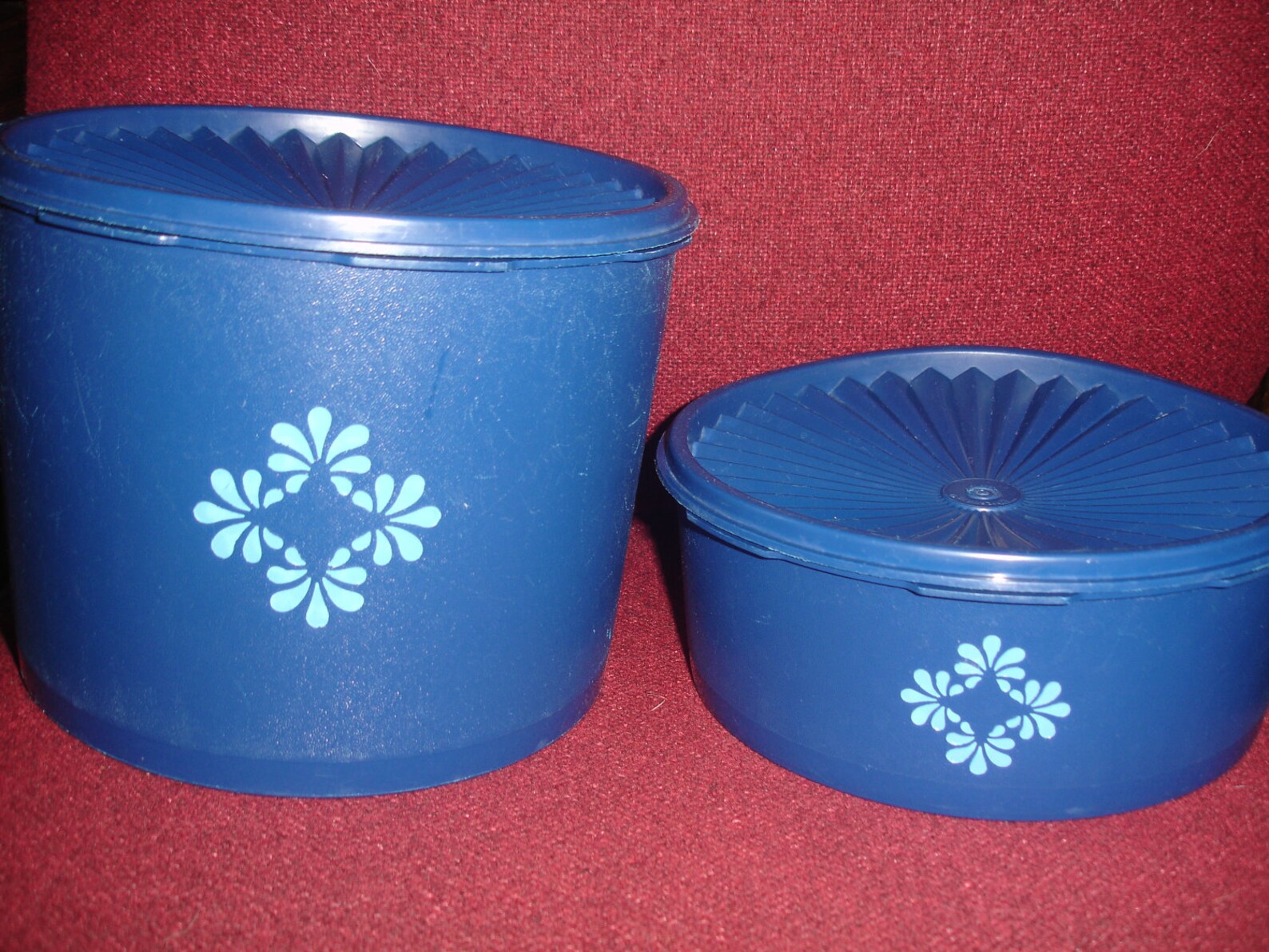 Tupperware Servalier Canister set of 2 Dark Blue Stackables | Etsy