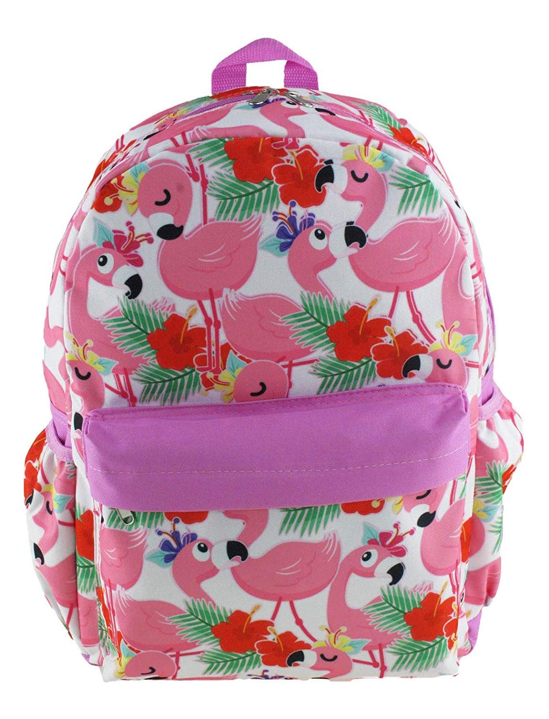 Personalized 16 Inch Pink Flamingo All Over Print Deluxe Backpack With ...