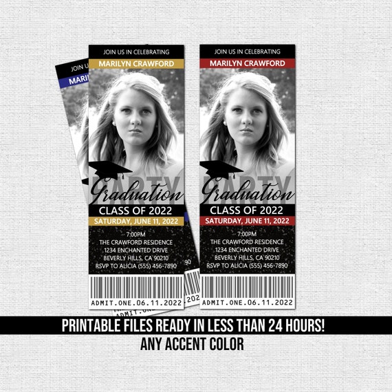 GRADUATION PARTY TICKET Invitations or Announcement Class of | Etsy