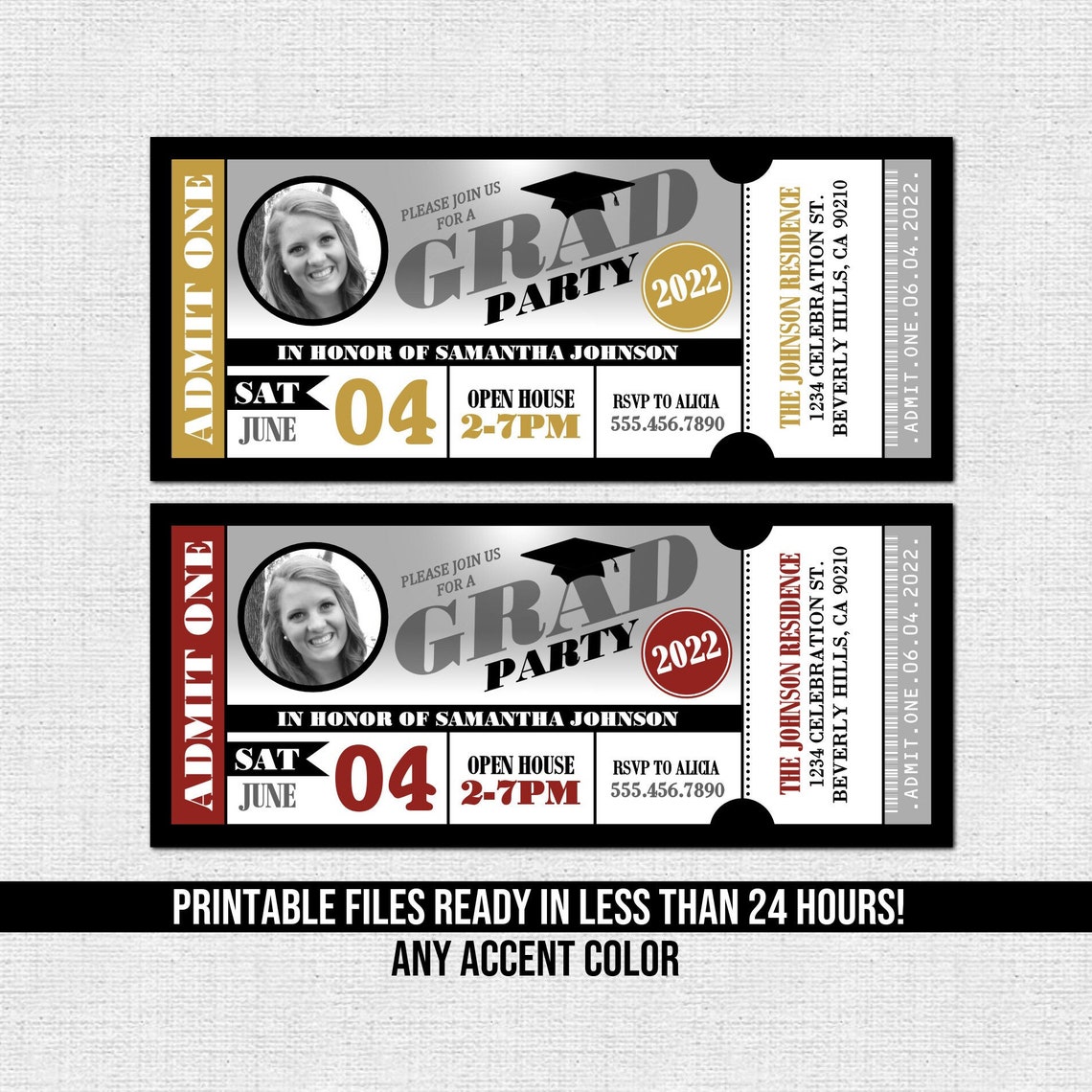 GRADUATION PARTY TICKET Invitations Class of 2022 any Year | Etsy