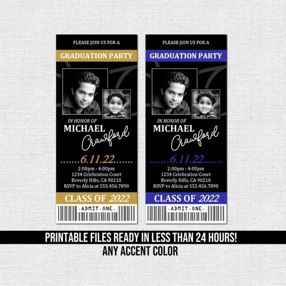 GRADUATION PARTY TICKET Invitations or Announcement Class of - Etsy