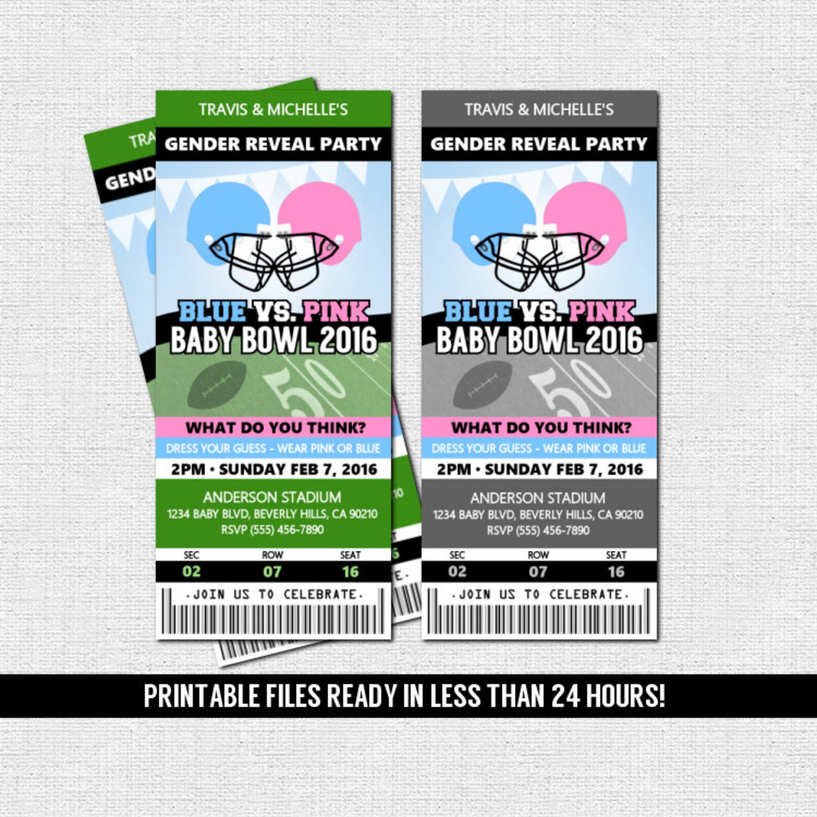 GENDER REVEAL TICKET Invitation Football Baby Shower Party - Etsy GENDER REVEAL TICKET Invitation Football Baby Shower Party - Etsy
