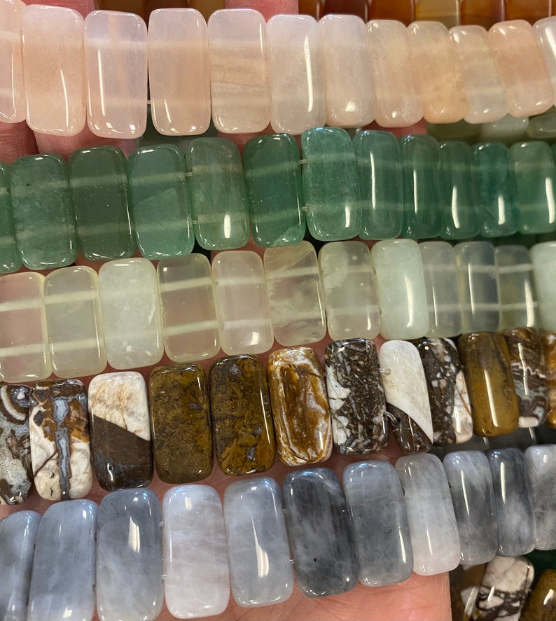Rectangle Beads Double Hole 10x20mm Gemstone 18beads - Etsy