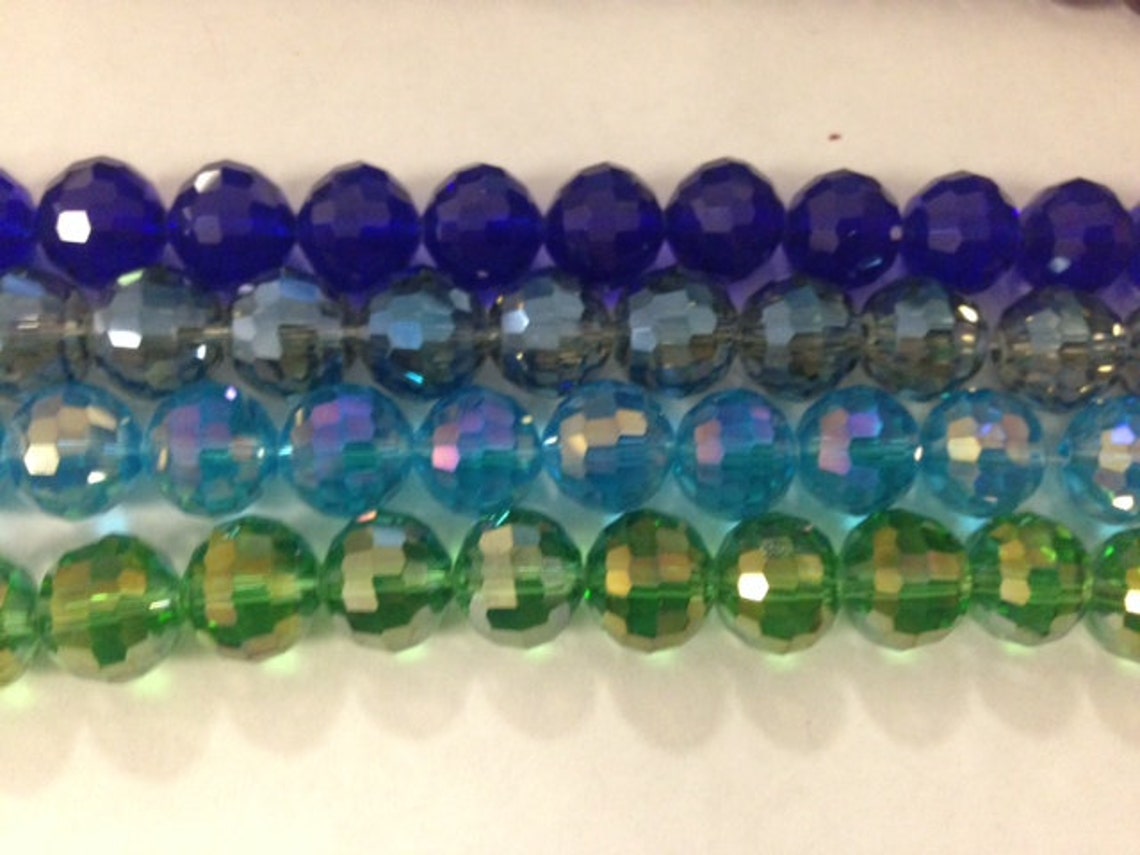 Round crystal beadsglass 96 cut faceted 12mm 23beads | Etsy