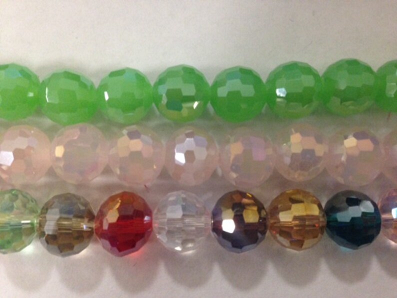 Round crystal beadsglass 96 cut faceted 12mm 23beads | Etsy