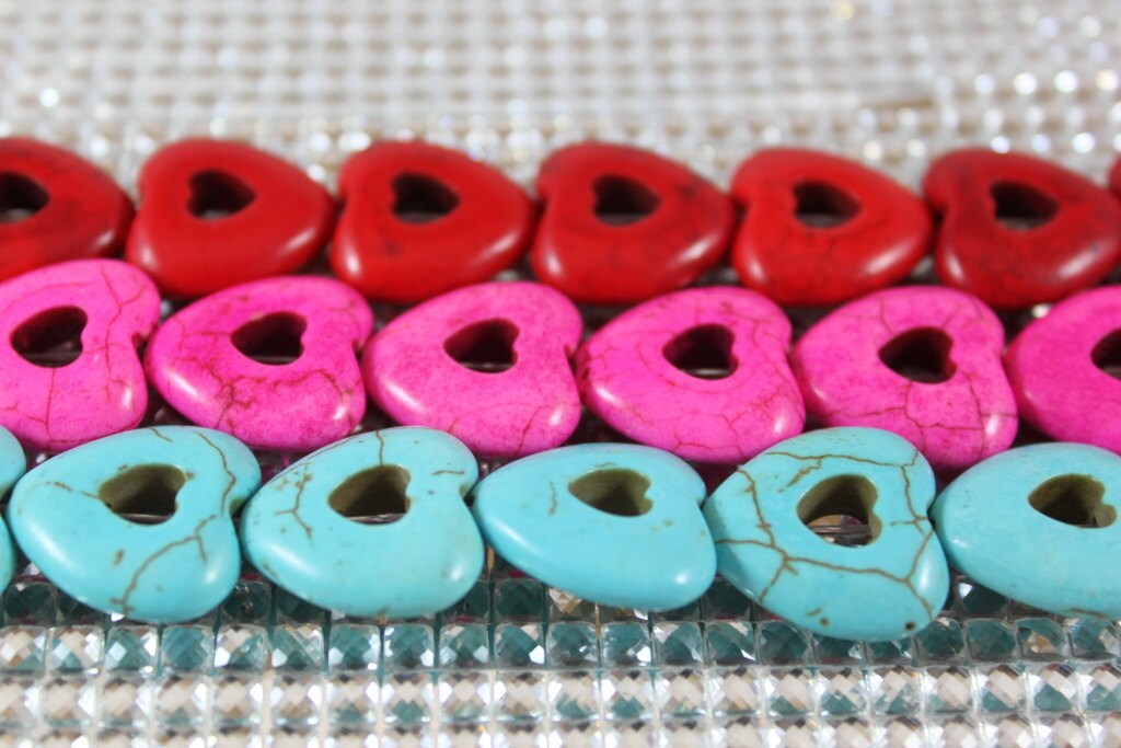 Howlite Heart Beads 20mm - Etsy