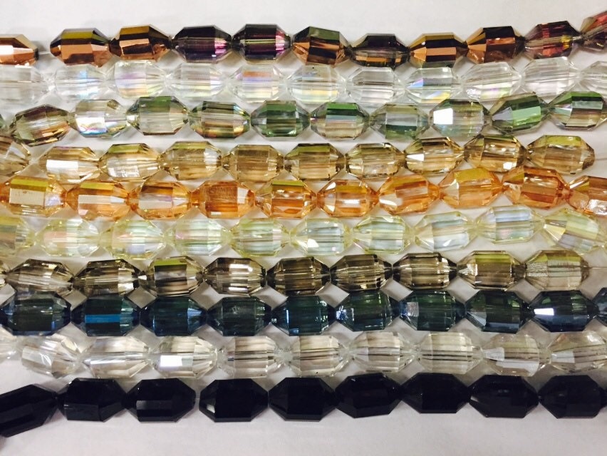 Barrel shaped crystal beadsglass faceted 10x16mm 15beads | Etsy