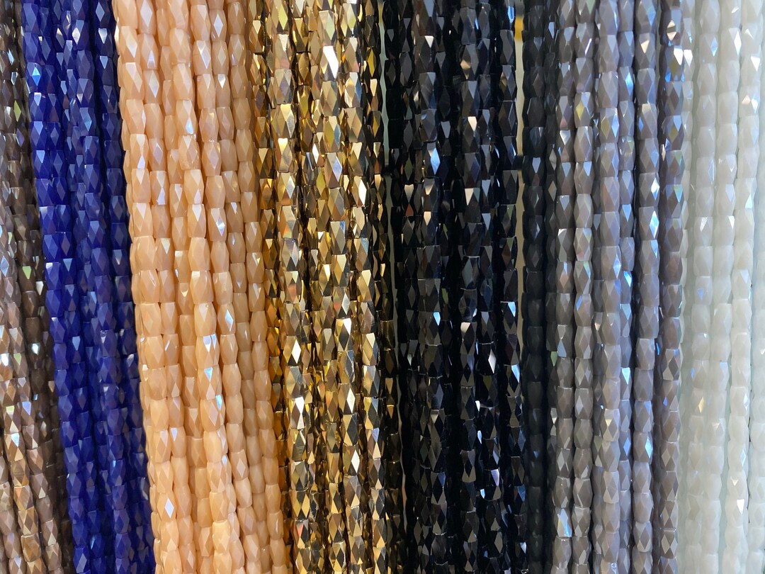4x6mm Seed, Rice Shaped, Tube, Faceted, Chinese Crystals, Glass, 38pcs ...