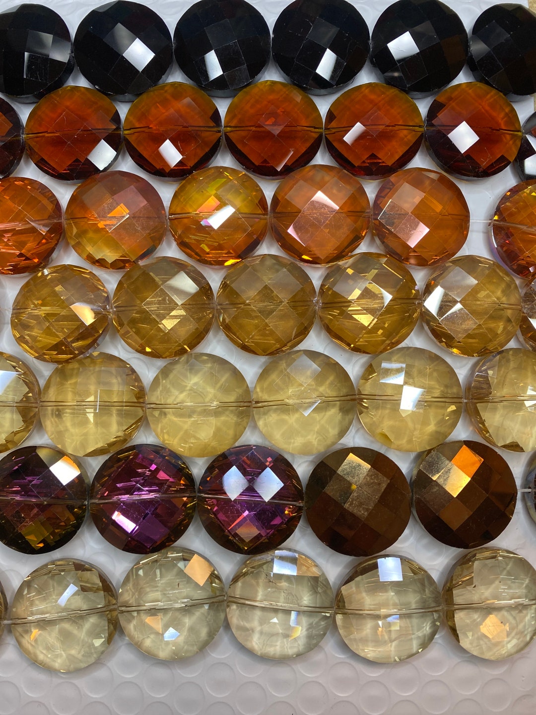 30mm Coin Shaped Chinese Faceted Crystal Glass, 10beads - Etsy