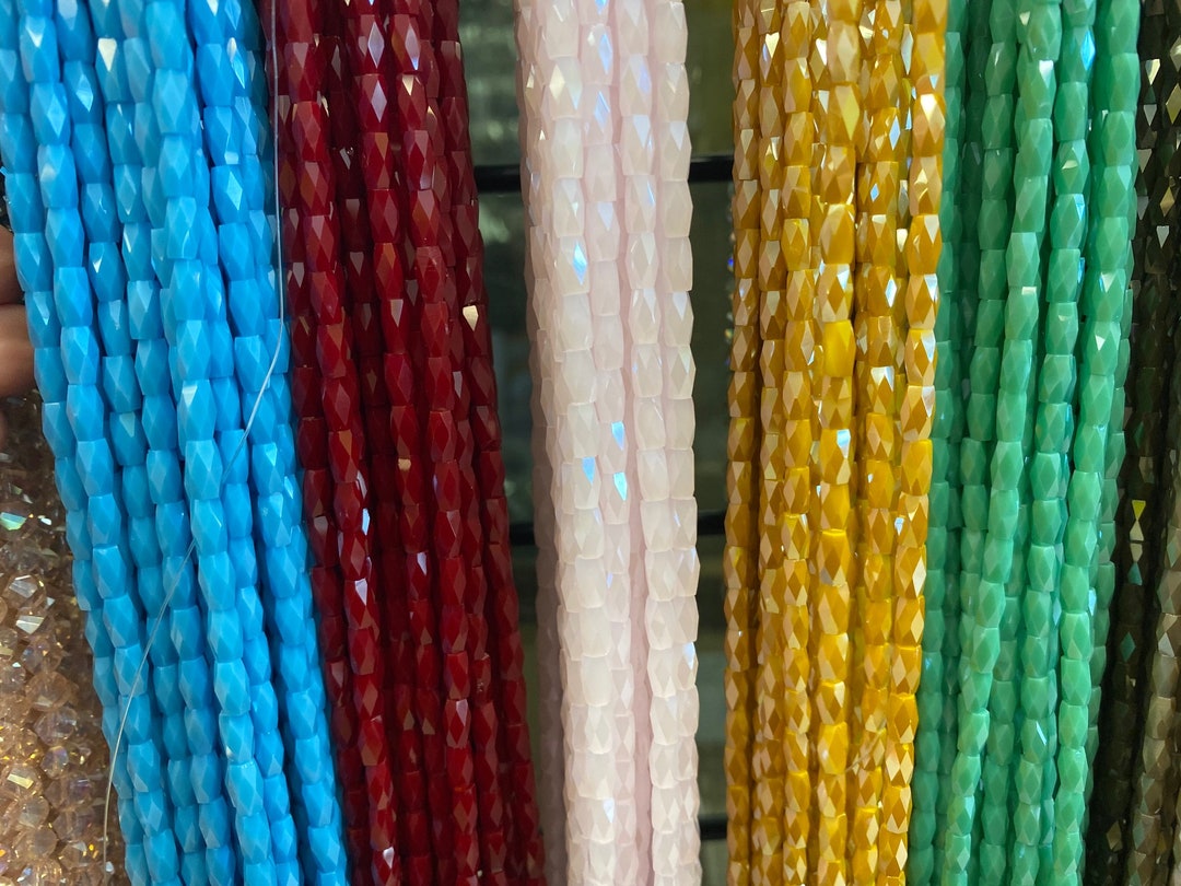 4x6mm Seed, Rice Shaped, Tube, Faceted, Chinese Crystals, Glass, 38pcs ...