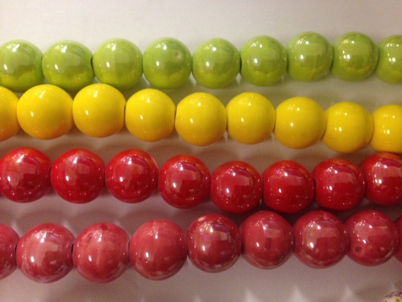 12mm Round Hand Painted Hand Made Porcelain Beads 24 Beads - Etsy