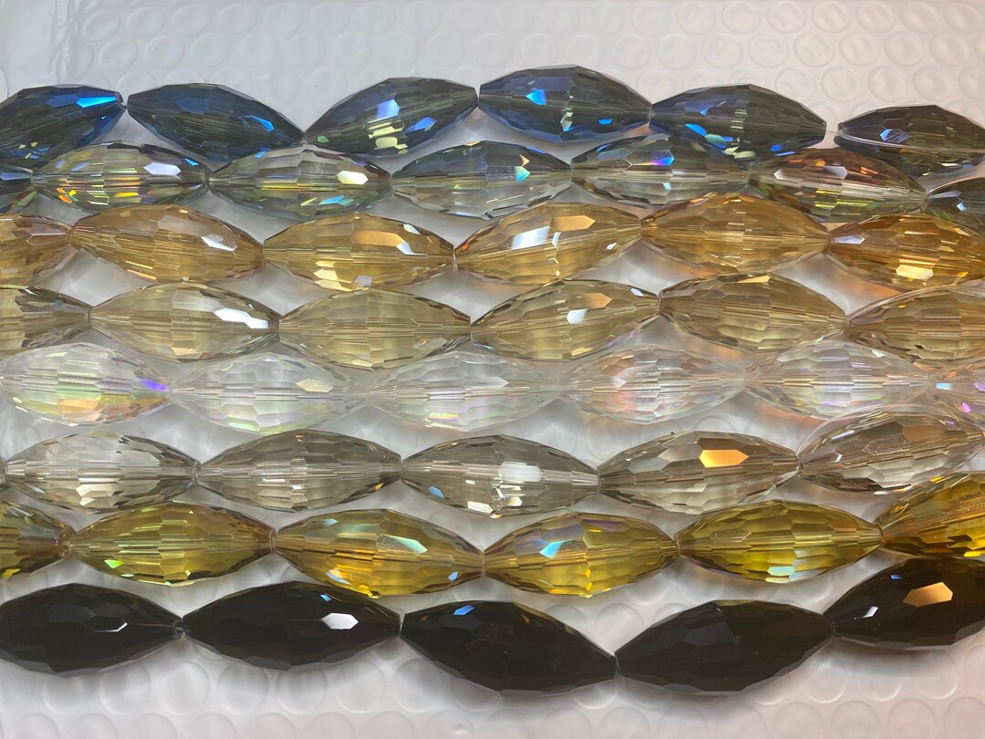 15x35mm Seed, Rice Shaped, Faceted, Chinese Crystals, Glass, 7beads - Etsy