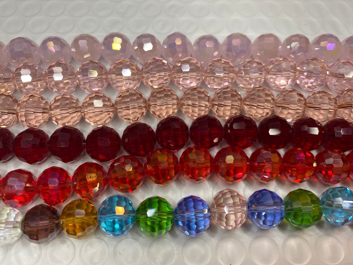 Round crystal beadsglass 96 cut faceted 12mm 23beads | Etsy