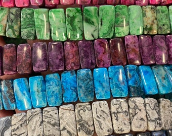 Rectangle Beads Double Hole 10x20mm Gemstone 18beads | Etsy
