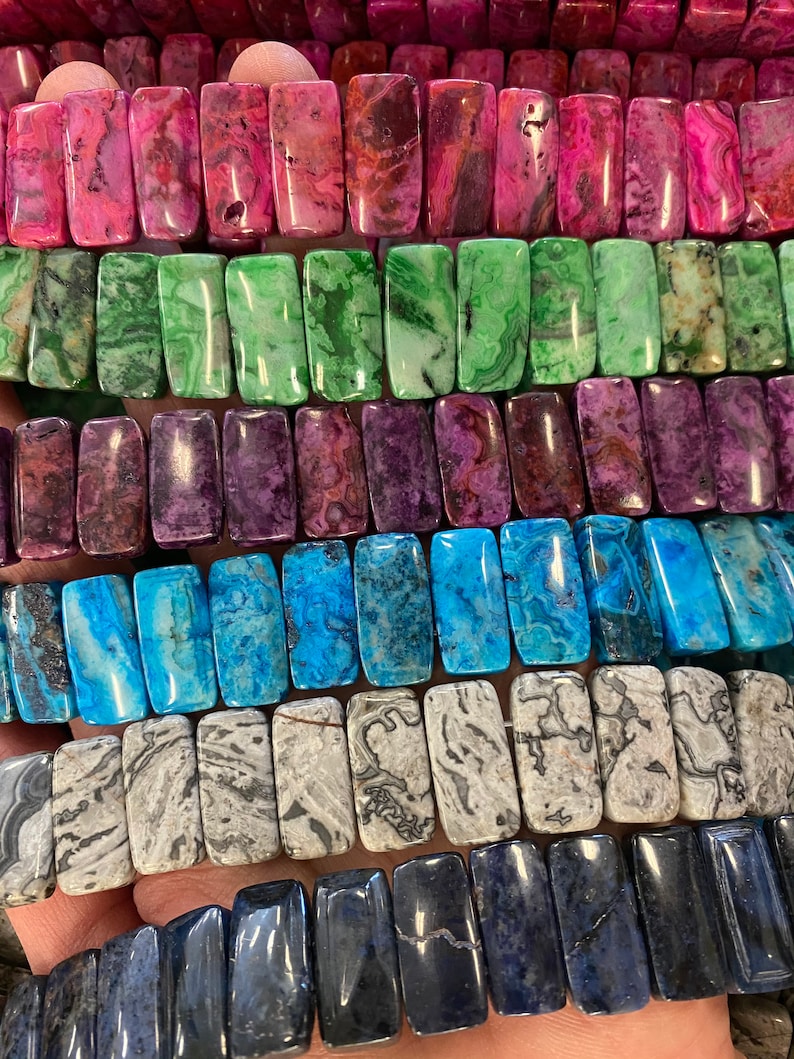 Rectangle Beads Double Hole 10x20mm Gemstone 18beads - Etsy