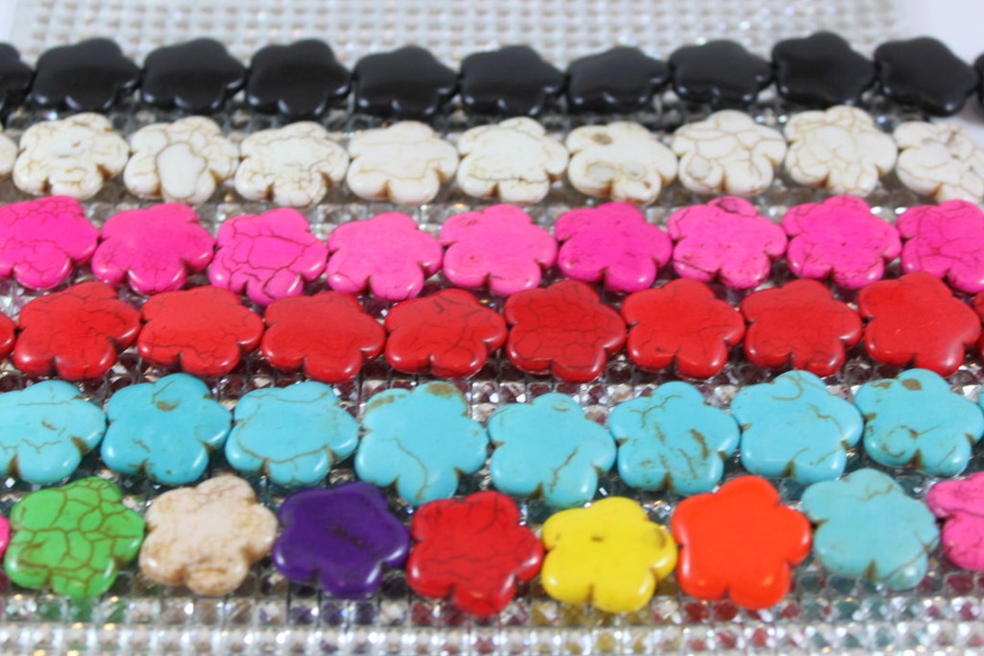 Howlite Flower Beads 20mm - Etsy