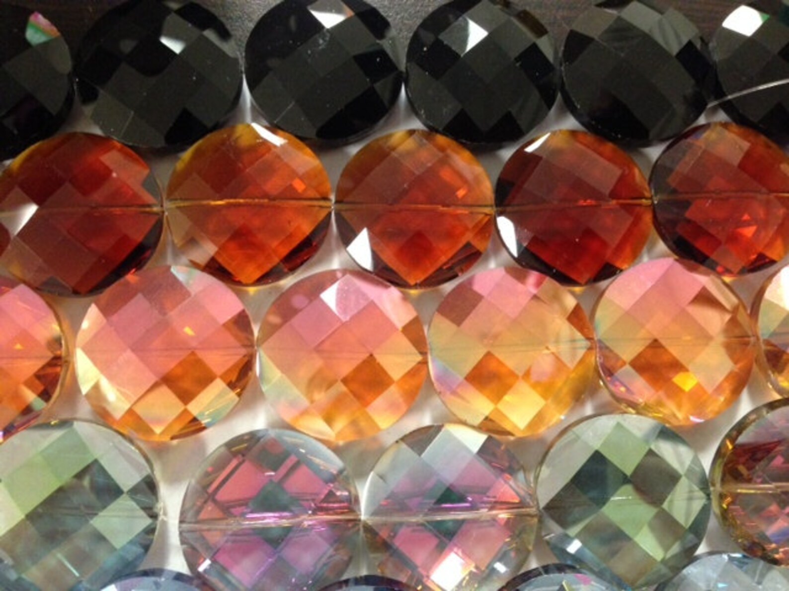 30mm Coin Shaped Chinese Faceted Crystal Glass, 10beads - Etsy
