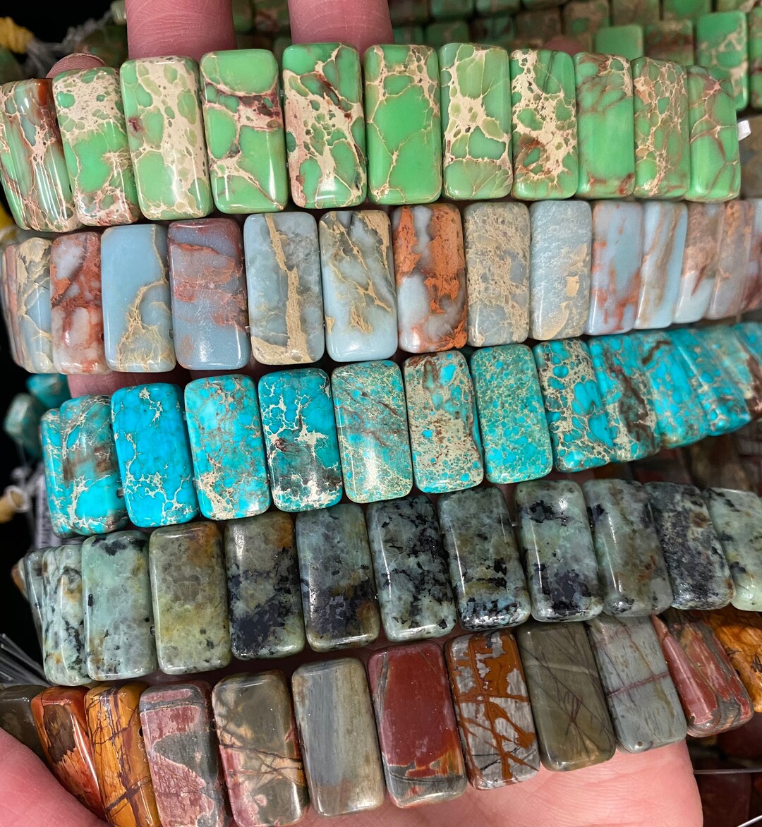 Rectangle Beads, Double Hole, 10x20mm, Gemstone, 18beads - Etsy