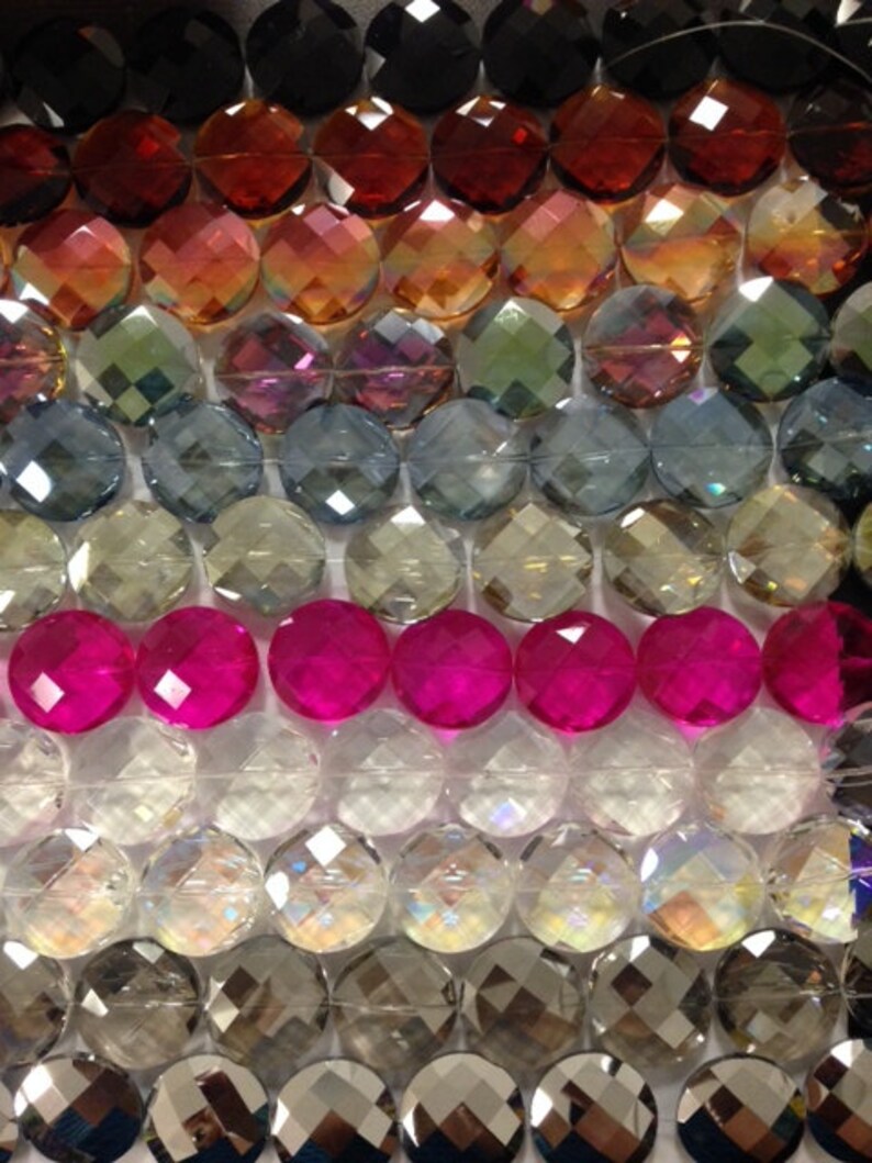30mm Coin Shaped Chinese Faceted Crystal Glass, 10beads - Etsy