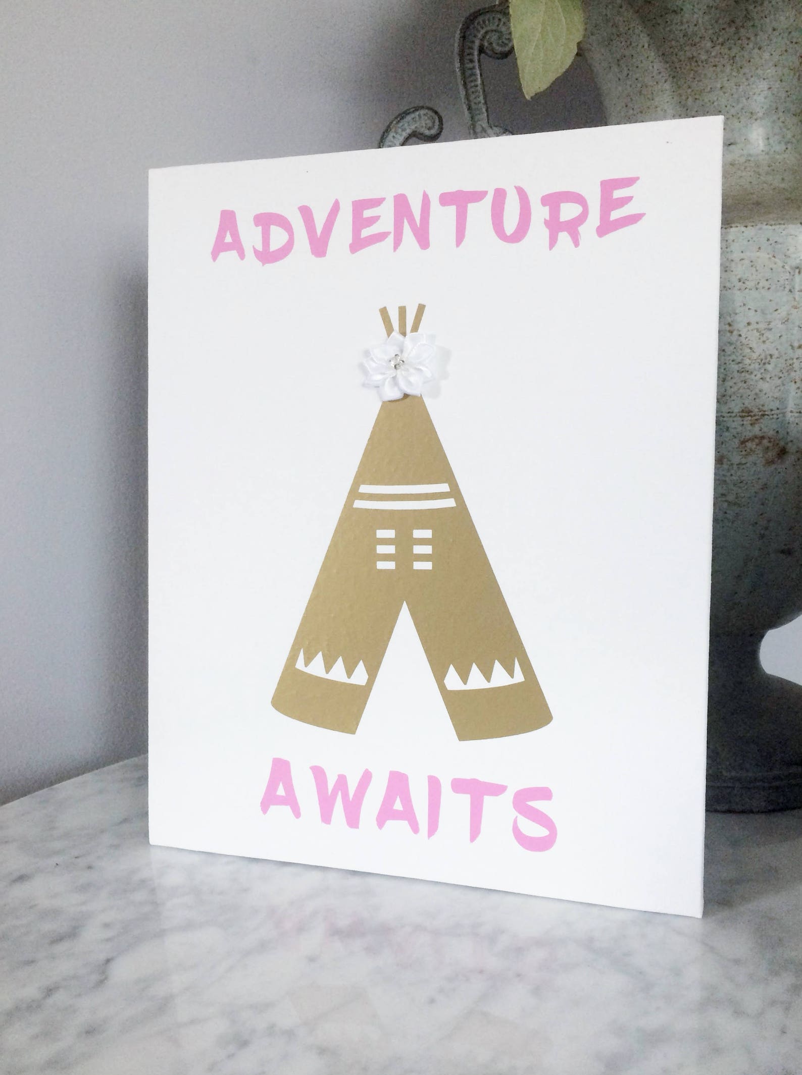 Teepee Wall Art Tribal Nursery Decor Gold and Pink Decor - Etsy