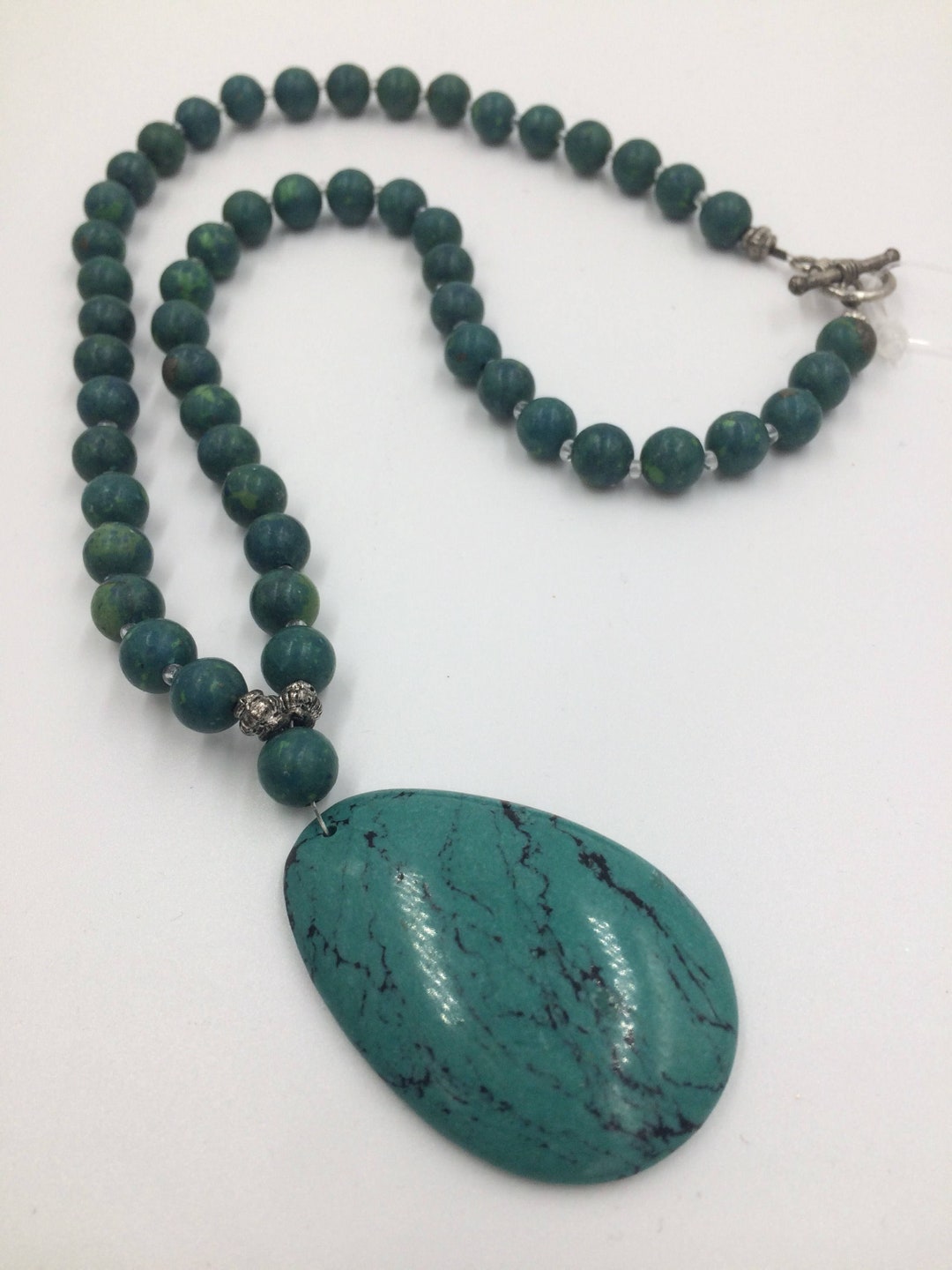 Turquenite Bead Pendant Necklace Pendant Necklace, Blue Stone Necklace ...