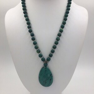 Turquenite Bead Pendant Necklace Pendant Necklace, Blue Stone Necklace ...