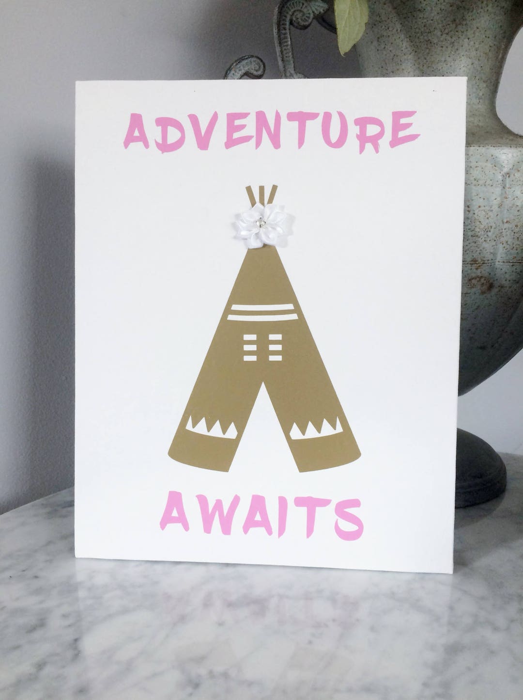 Teepee Wall Art, Tribal Nursery Decor, Gold and Pink Decor, Teepee ...