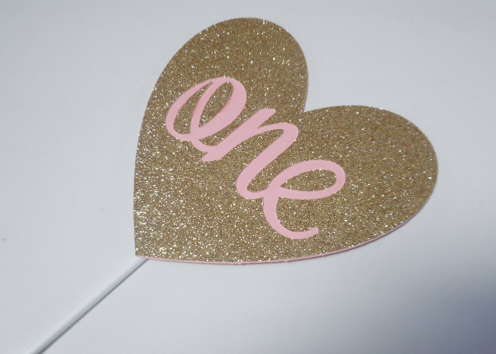Pink and Gold Cake Topper One Birthday Cake Topper Glitter | Etsy