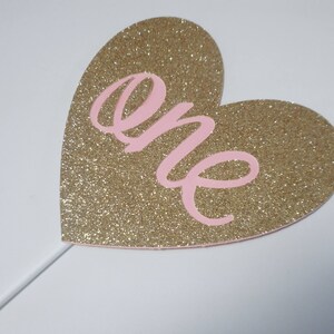 Pink and Gold Cake Topper One Birthday Cake Topper Glitter - Etsy