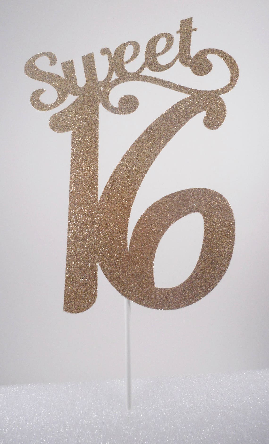 Sweet Sixteen Cake Topper, Gold 16 Cake Topper, Glitter Cake Topper ...