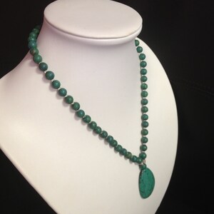 Turquenite Bead Pendant Necklace Pendant Necklace, Blue Stone Necklace ...